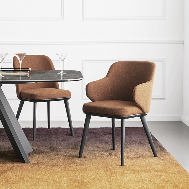 Calligaris Foyer Wood Leg Chair With Arms